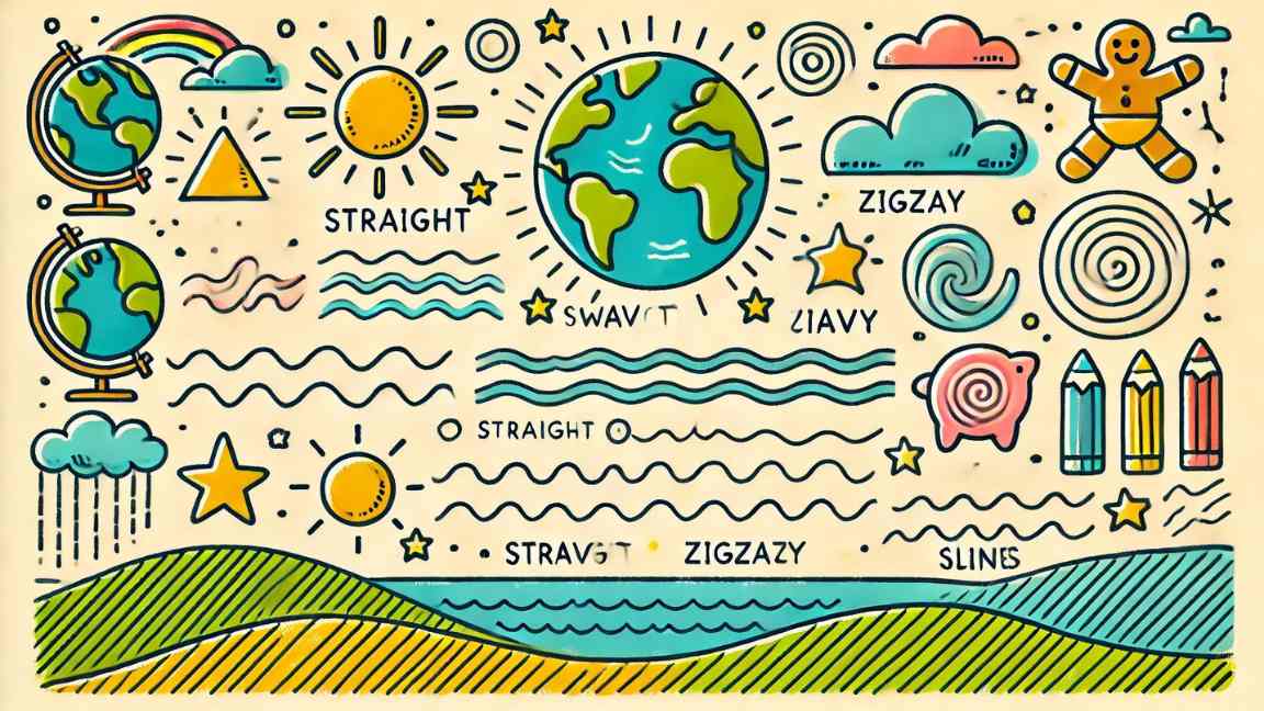 Simple Lines on Earth for Kindergarten Classroom.